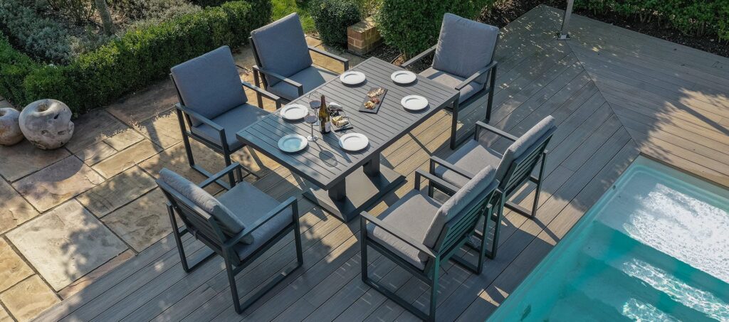 Amalfi 6 Seater Rectangular Dining Set with Rising Table - Sussex ...