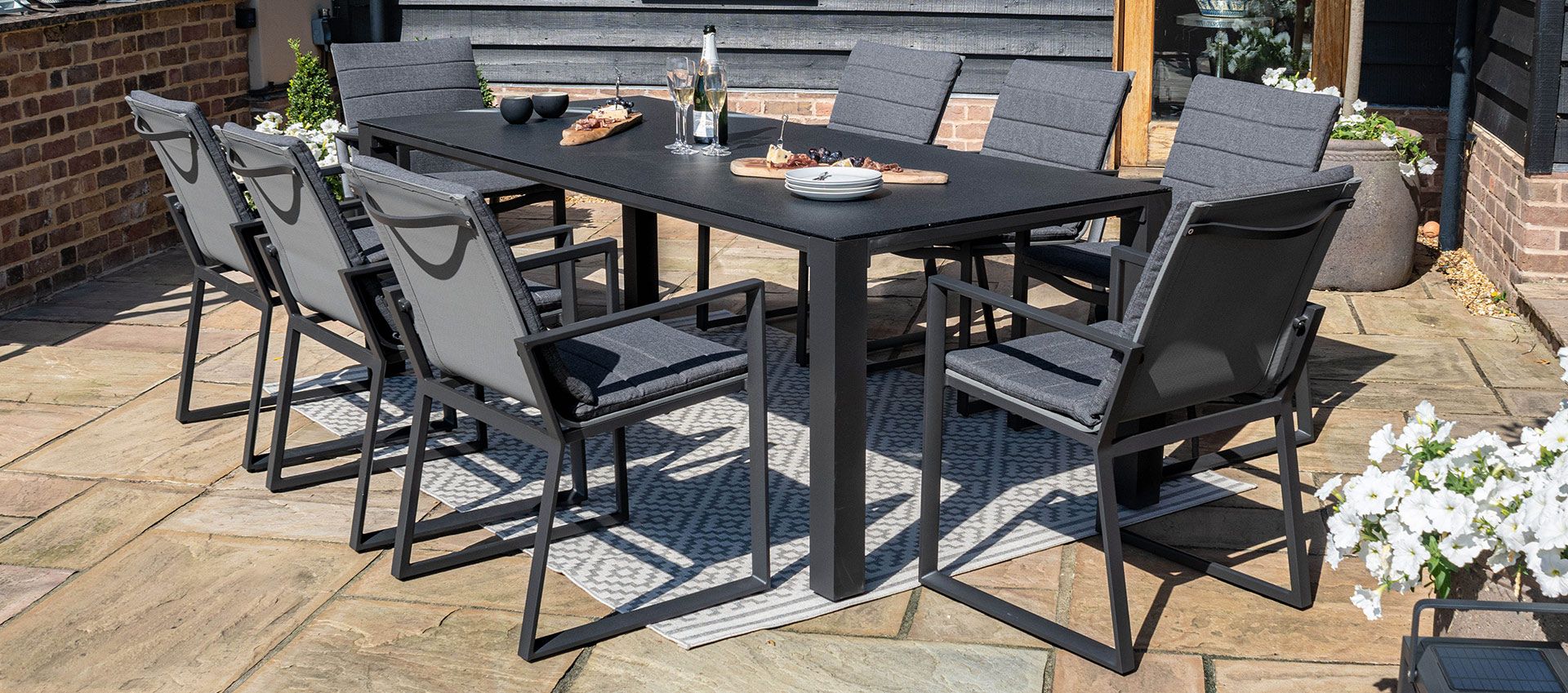 Manhattan 8 Seater Rectangular Dining Set - Sussex Grange Furniture