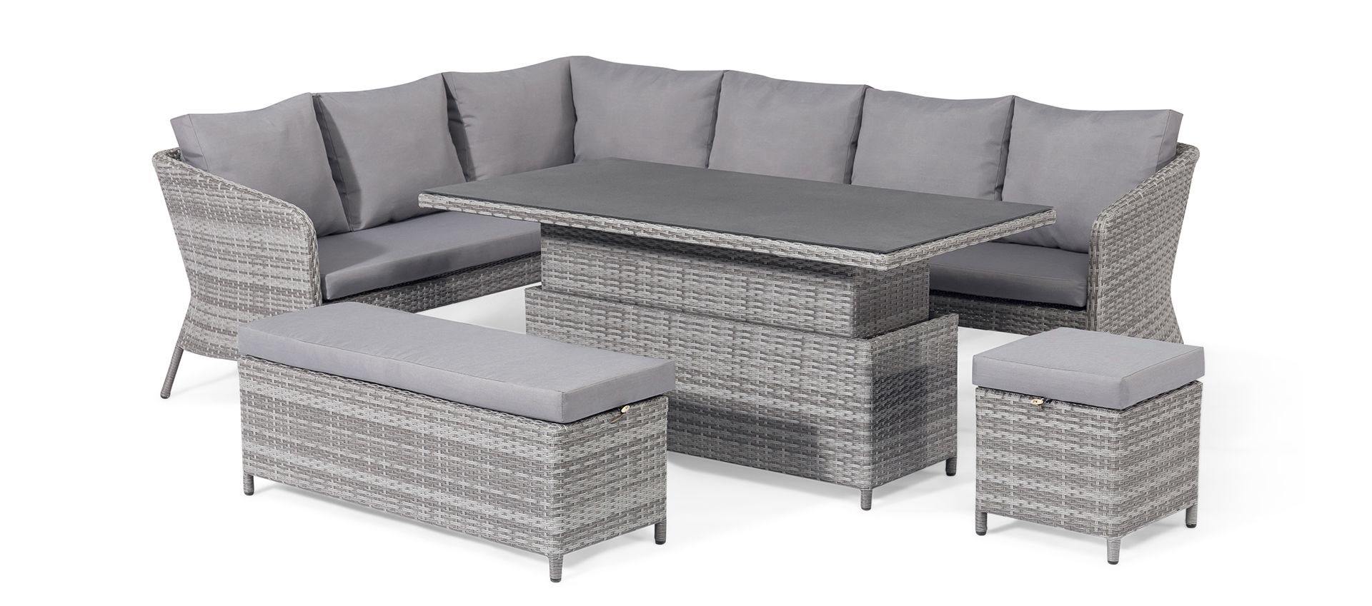 Santorini Rectangular Corner Sofa Dining Set with Rising Table - Sussex ...