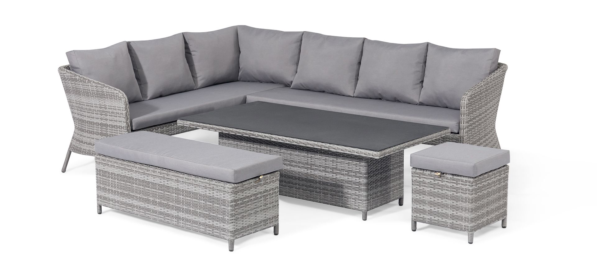 Santorini Rectangular Corner Sofa Dining Set with Rising Table - Sussex ...